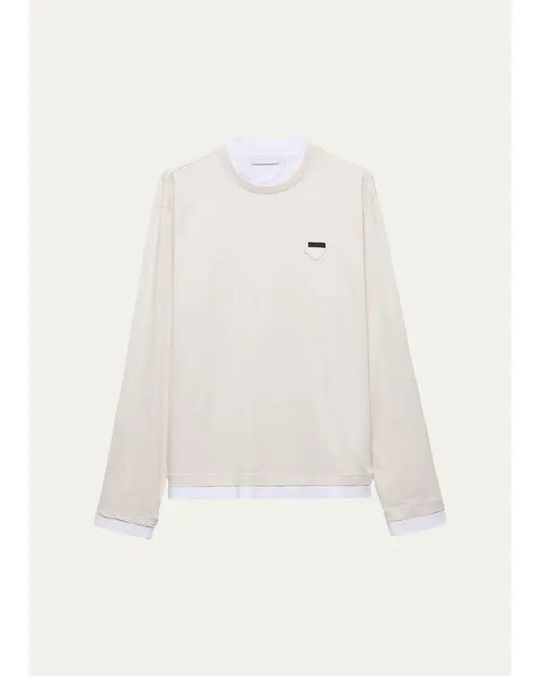 Prada Jersey Long-sleeve Crewneck T-shirt