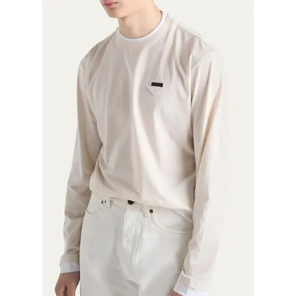 Prada Jersey Long-sleeve Crewneck T-shirt