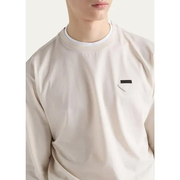 Prada Jersey Long-sleeve Crewneck T-shirt