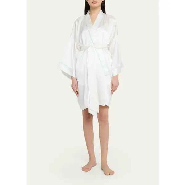 Olivia Von Halle Mimi Kimono-sleeve Silk Satin Robe