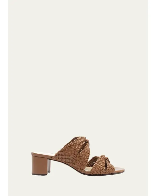 ALEXANDRE BIRMAN 45mm Sabrina Leather Block Heel Slide Sandals - Espresso