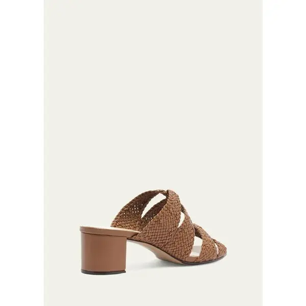 ALEXANDRE BIRMAN 45mm Sabrina Leather Block Heel Slide Sandals