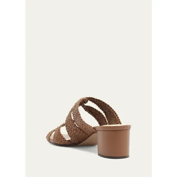 ALEXANDRE BIRMAN 45mm Sabrina Leather Block Heel Slide Sandals