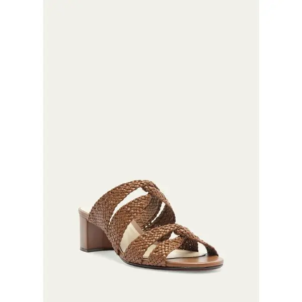 ALEXANDRE BIRMAN 45mm Sabrina Leather Block Heel Slide Sandals