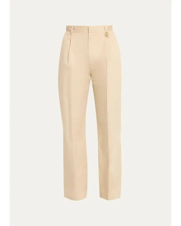 Casablanca Poplin Pleated Straight-leg Trousers