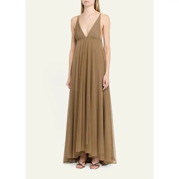 Ronny Kobo Chrissina Plunging Tulle Gown
