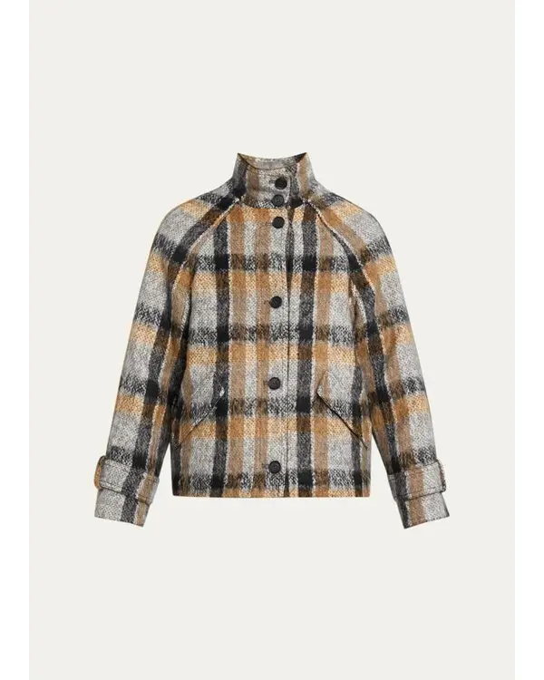 Simkhai Virelle Plaid Brushed Knit Jacket