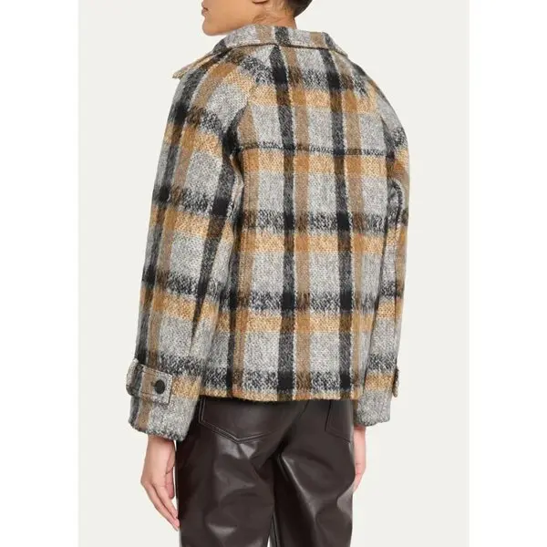 Simkhai Virelle Plaid Brushed Knit Jacket