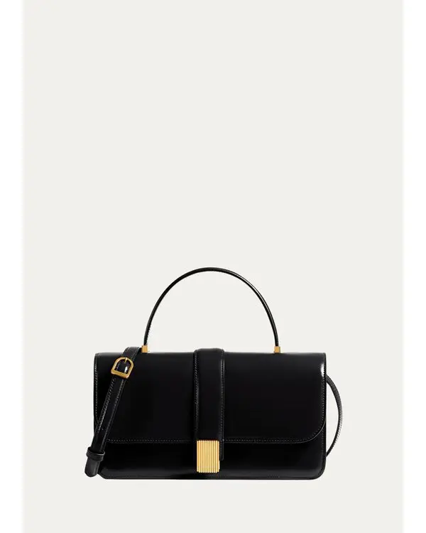 Khaite Blake Glossy Leather Top-handle Bag - Black