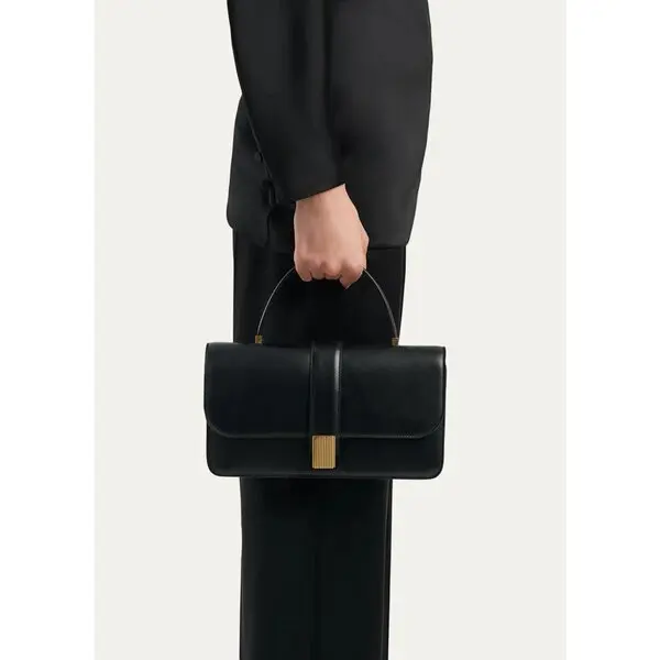 Khaite Blake Glossy Leather Top-handle Bag - Black