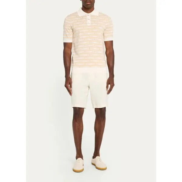 Casablanca Wool Monogram Stripe Knit Polo Shirt