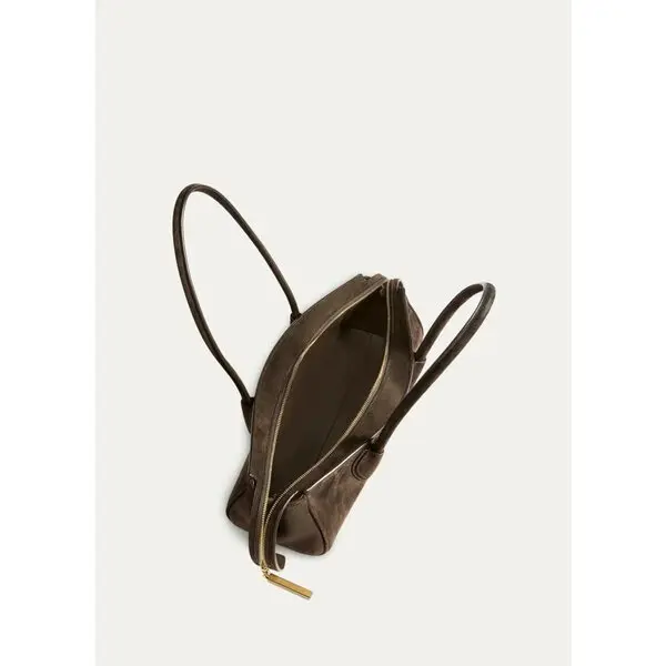 Khaite Donna Soft Suede E/w Shoulder Bag - Ebano