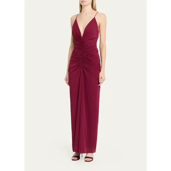Ronny Kobo Anya Ruched Tissue Jersey Column Gown