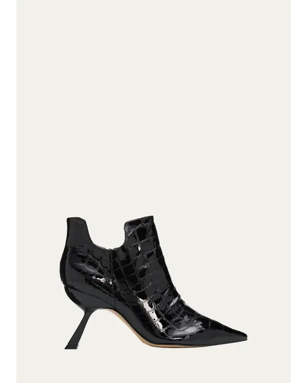 ALEXANDRE BIRMAN 85mm Meredith Croc-embossed Leather Booties