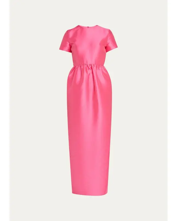 Bernadette Lexi Floral Satin Empire-waist Column Maxi Dress - Fuchsia