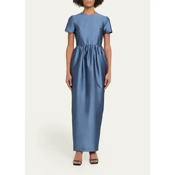 Bernadette Lexi Floral Satin Empire-waist Column Maxi Dress - Fuchsia
