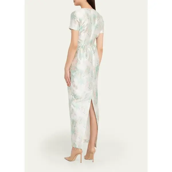 Bernadette Lexi Floral Satin Empire-waist Column Maxi Dress - Fuchsia