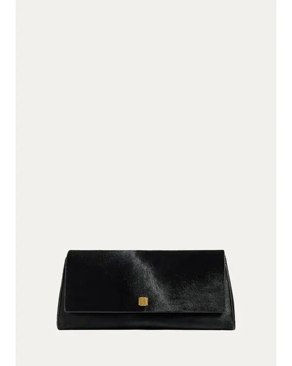 Khaite Audrey Calf Hair Clutch - Black