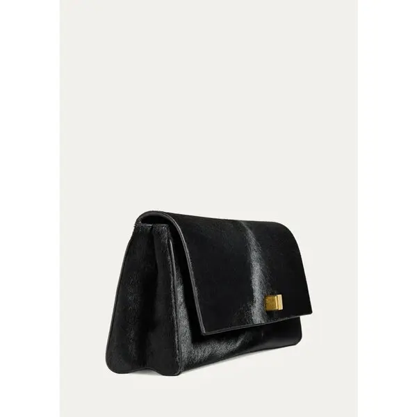 Khaite Audrey Calf Hair Clutch - Black