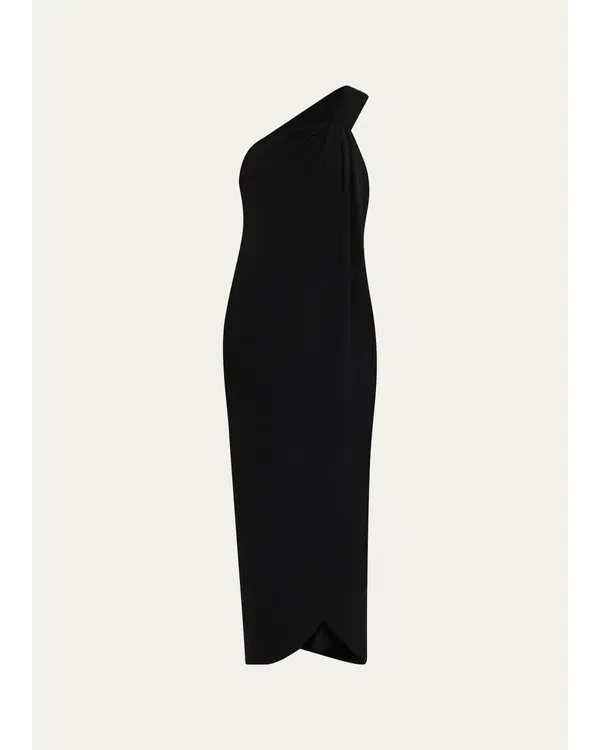 Ronny Kobo Xaden Draped One-shoulder Crepe Maxi Dress