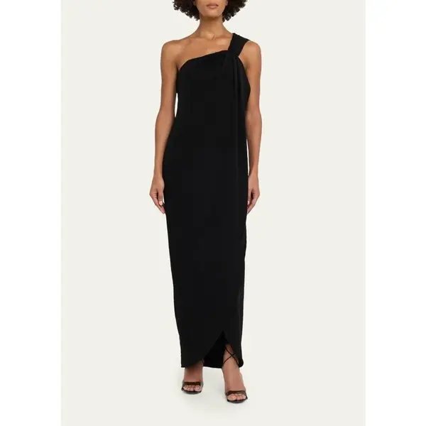 Ronny Kobo Xaden Draped One-shoulder Crepe Maxi Dress