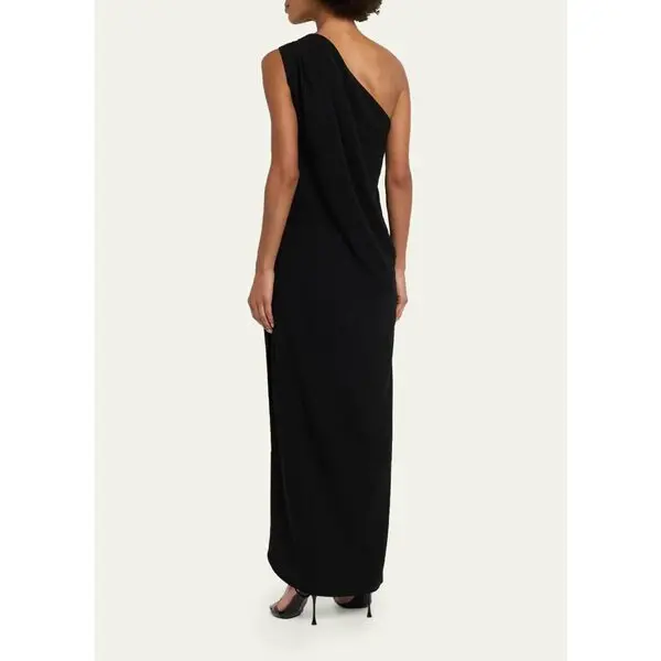 Ronny Kobo Xaden Draped One-shoulder Crepe Maxi Dress