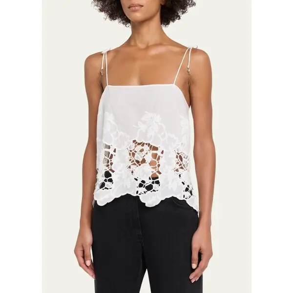 Ronny Kobo Blaire Floral-embroidered Cotton Top