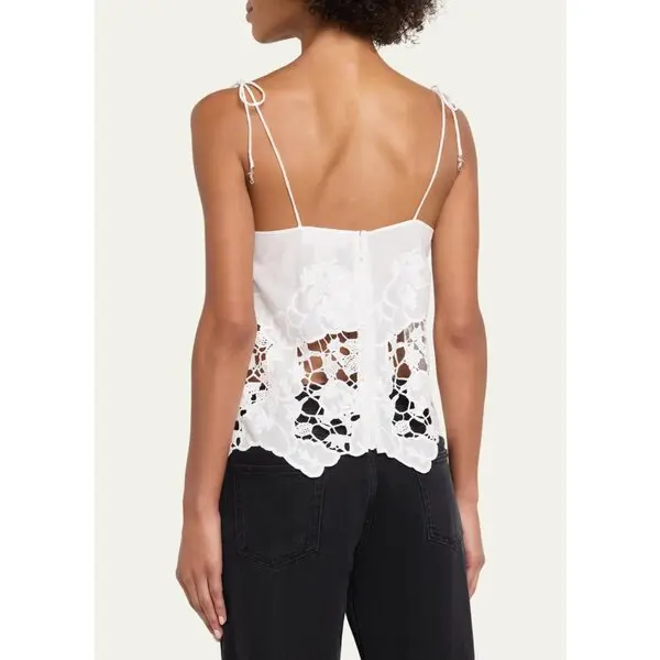 Ronny Kobo Blaire Floral-embroidered Cotton Top
