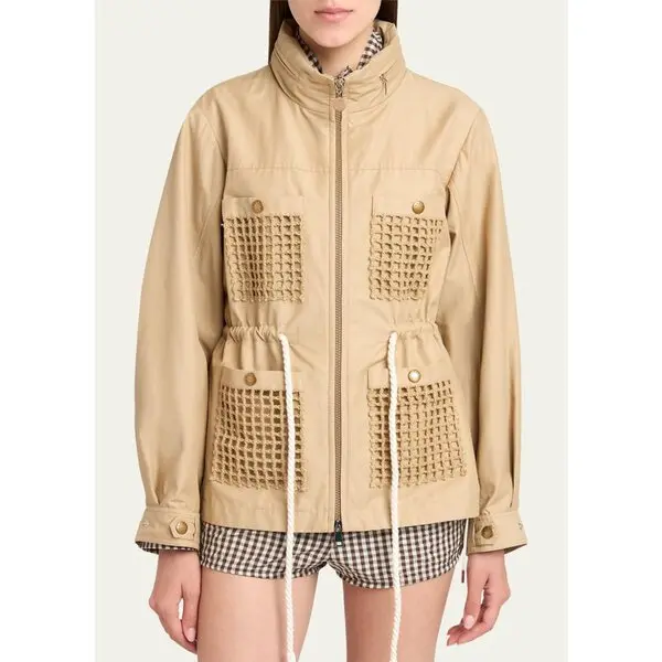 Moncler Bougain Twill Hooded Jacket - Khaki