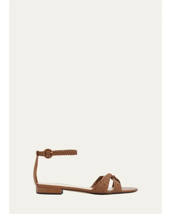 ALEXANDRE BIRMAN Sabrina Braided Leather Flat Sandals