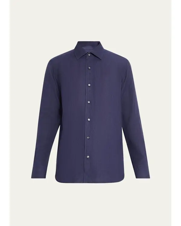 Zegna Oasi Lino Linen Button-down Shirt