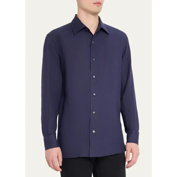 Zegna Oasi Lino Linen Button-down Shirt