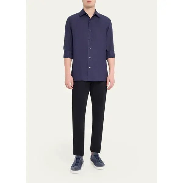 Zegna Oasi Lino Linen Button-down Shirt