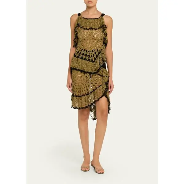 DIOTIMA Trio Web Crochet Ruffle Backless Dress