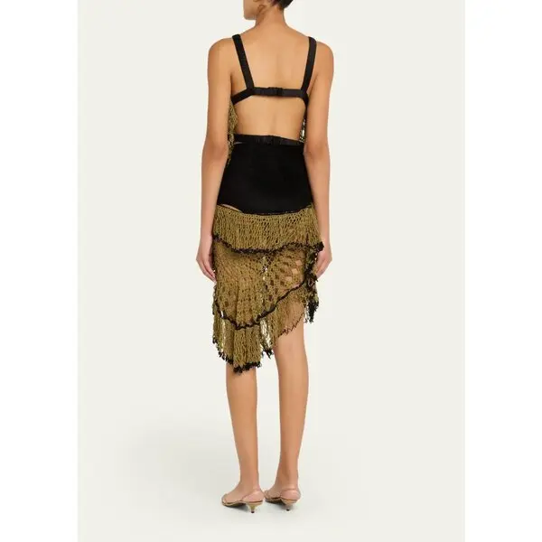 DIOTIMA Trio Web Crochet Ruffle Backless Dress