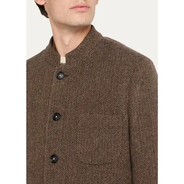 Massimo Alba Band-collar Herringbone Blazer