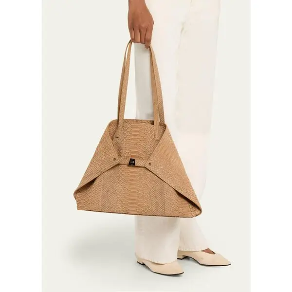 Akris Ai Medium Snakeskin Suede Shoulder Bag