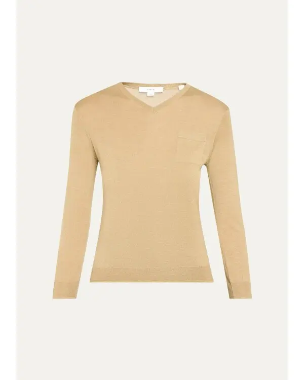 Vince Cashmere-silk Pocket V-neck Sweater
