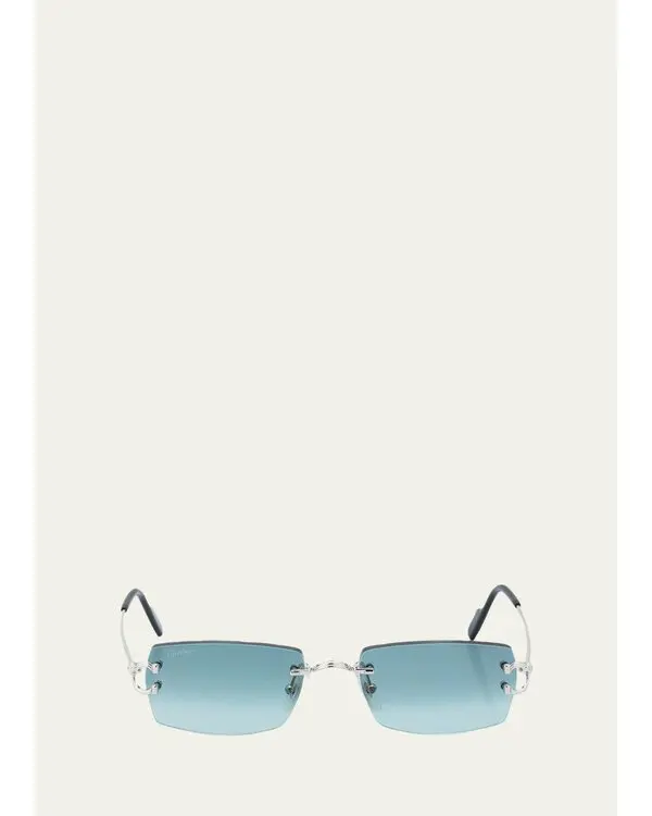 Cartier Ct0550s Metal Rectangle Sunglasses - Silver