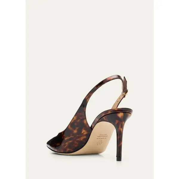 STUART WEITZMAN 75mm Power Tortoiseshell Patent Leather Slingback Pumps
