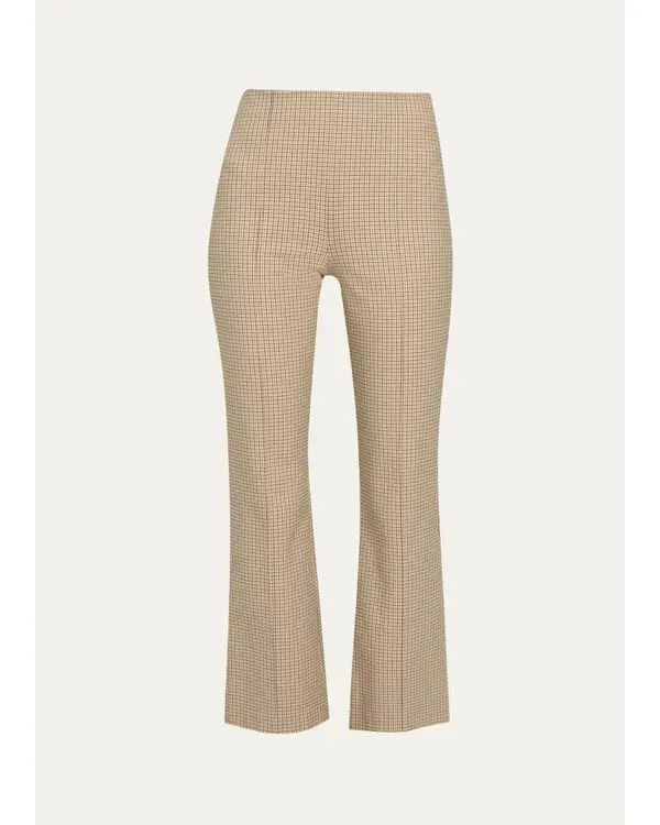 Vince Niki Plaid Mid-rise Crop Flare Pants
