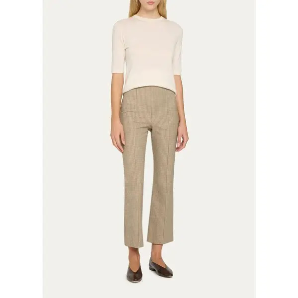 Vince Niki Plaid Mid-rise Crop Flare Pants
