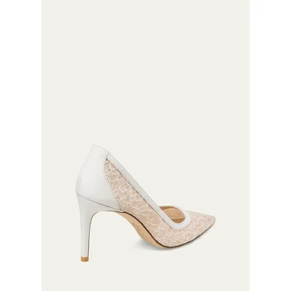 STUART WEITZMAN 85mm Power Lace Pumps - Blanco