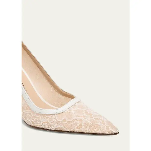 STUART WEITZMAN 85mm Power Lace Pumps - Blanco