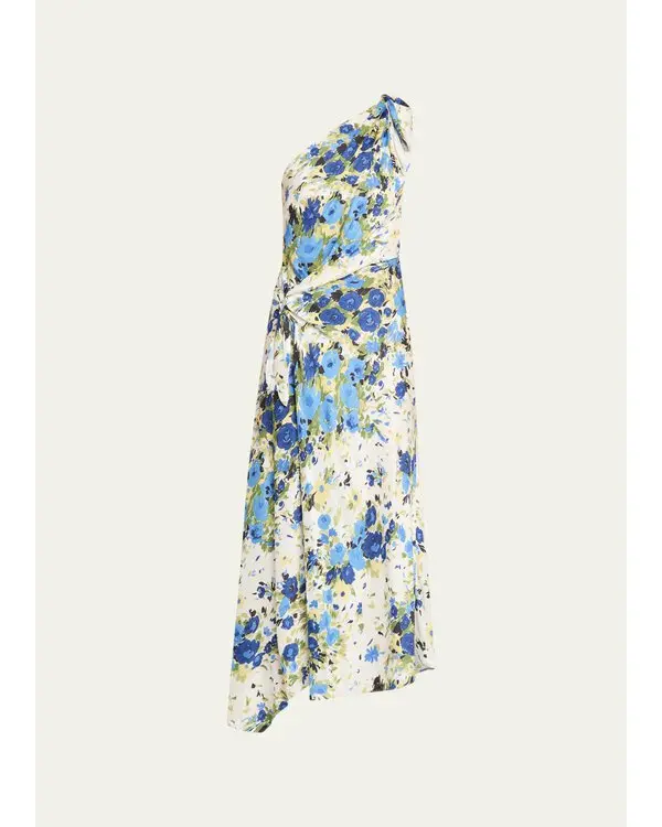A.L.C. Eliana Floral Satin Draped Dress