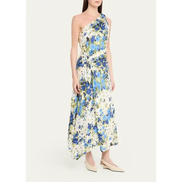 A.L.C. Eliana Floral Satin Draped Dress