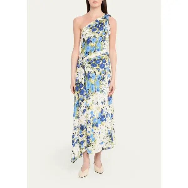 A.L.C. Eliana Floral Satin Draped Dress