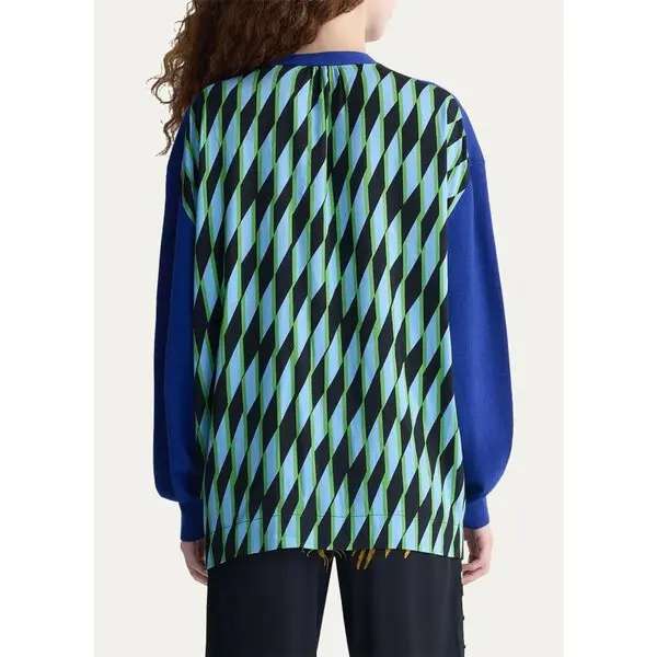 Diane Von Furstenberg Murano Geometric Mixed Media Cardigan