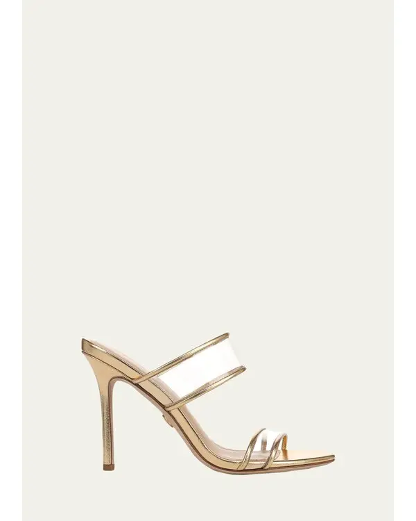 Veronica Beard 95mm Asha Metallic Leather Piping Jelly Sandals