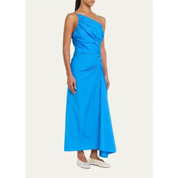 A.L.C. Juno Ruched One-shoulder Midi Dress